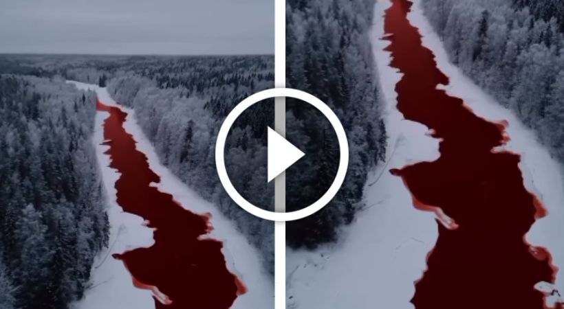 River Turns Red in Russia