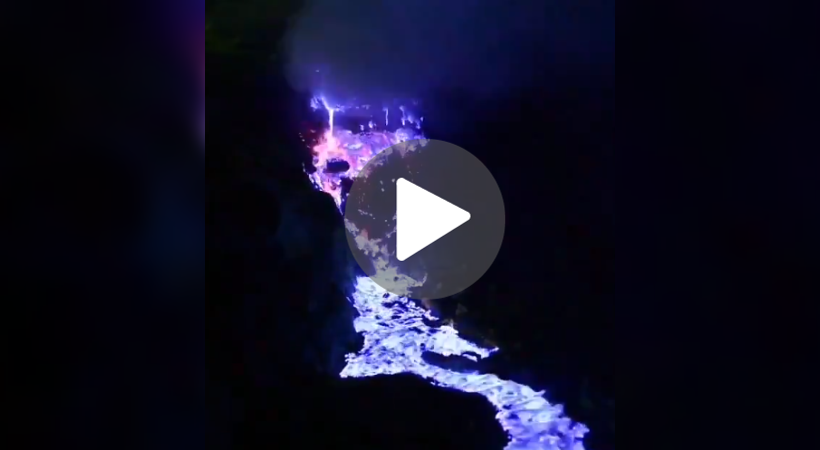 Video of blue flames erupting from volcano goes viral